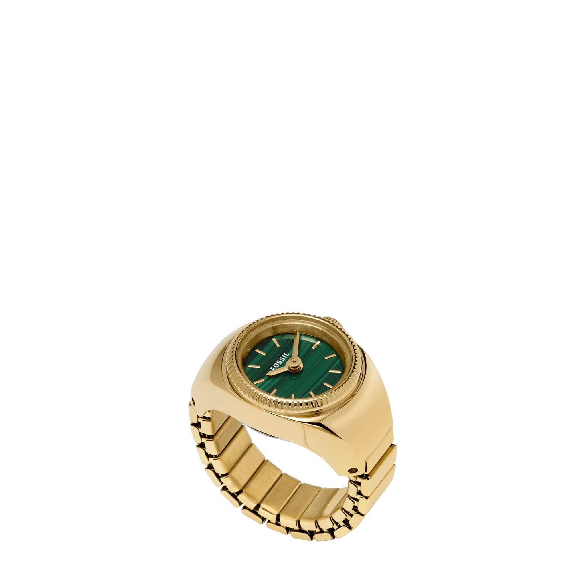 Fossil Women's Quartz Stainless Steel Two-Hand Watch Ring, Color: Gold/Green (Model: ES5308)