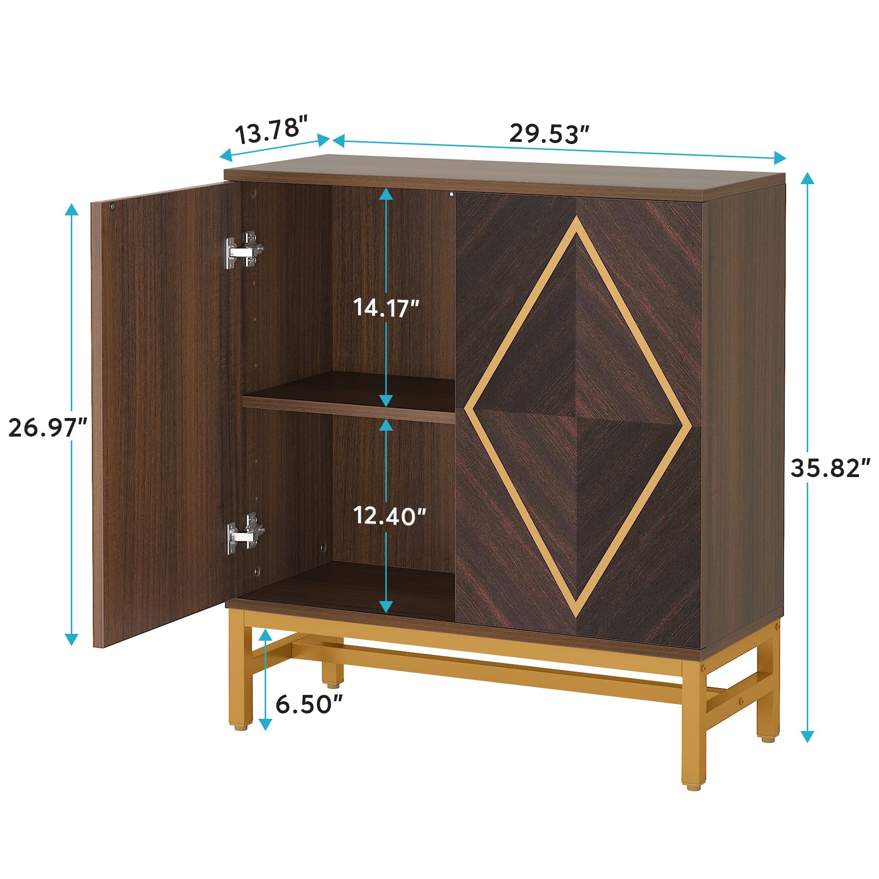 Tribesigns Sideboard Buffet Cabinet Set of 2, 59 Inch Kitchen Sideboard Cabinet with Doors and Adjustable Shelves, Coffee Bar Cabinet Storage Cabinet for Dining Room, Living Room, Dark Brown