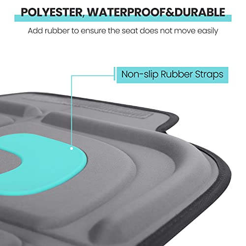 HEYTRIP Car Seat Protector, 2 Packs, Rear-Facing/Forward Facing Car Seat Mat for 0~12 Years Old Children, Waterproof, Easy Cleanup, Non-Slip, Fit Most Car Seats(Light Grey Blue)