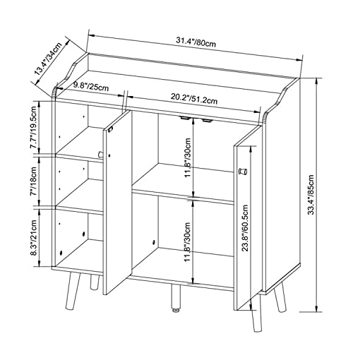 GDLMA Storage Sideboard, Kitchen Cabinet with Door and Shelves (Natural Wood)