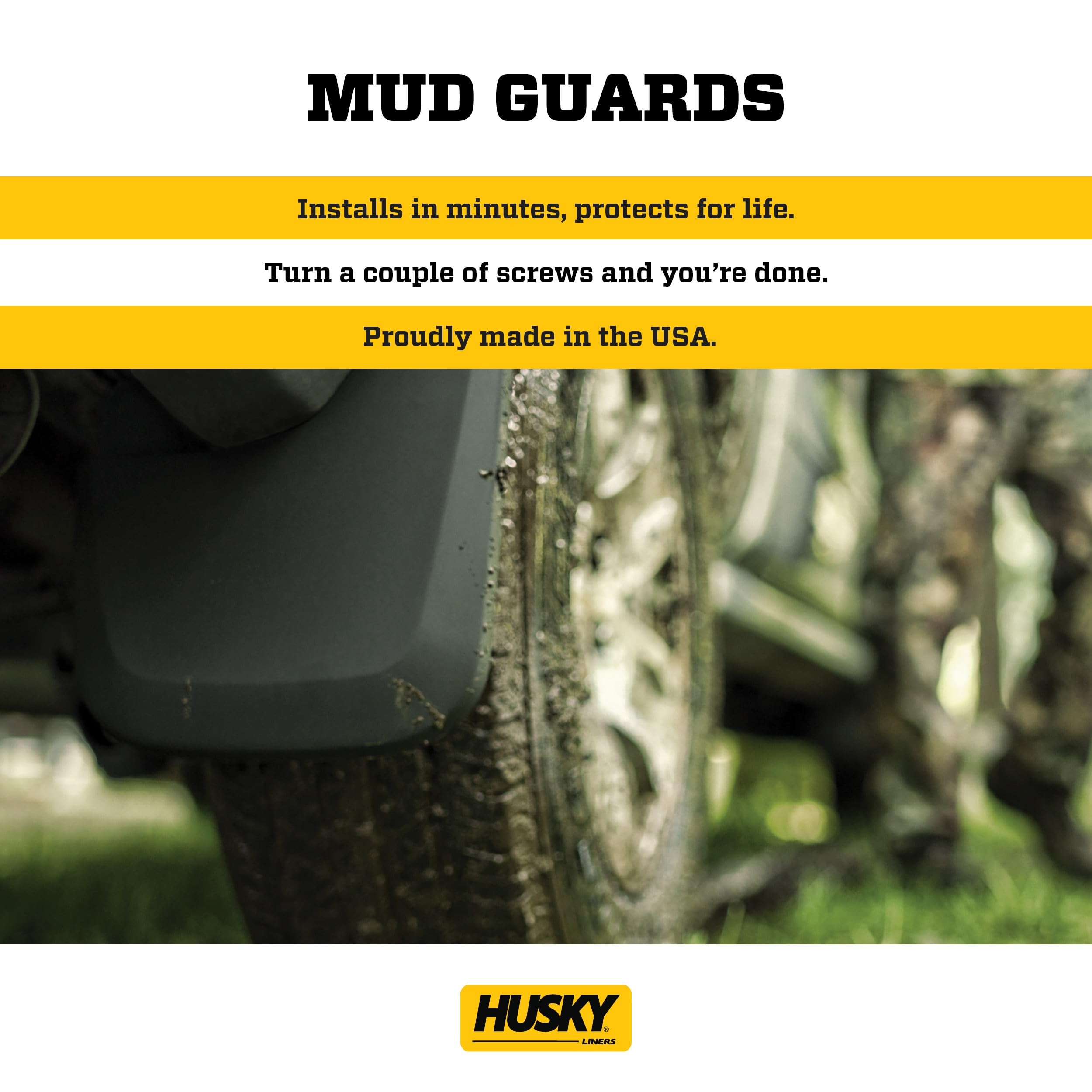 Husky Liners Mud Guards | Dually Rear Mud Guards - Black | 57841 | Fits 2007-2014 Chevrolet Silverado/GMC Sierra 3500 w/ Dual Rear Wheels 2 Pcs