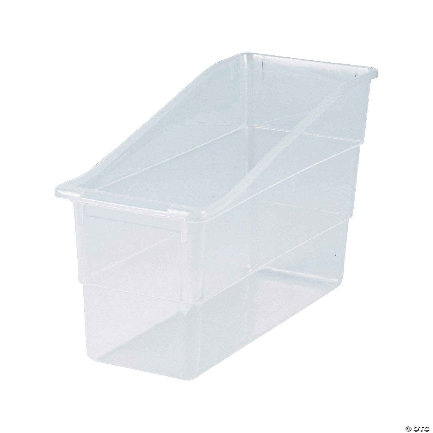 Magazein and Book Organizers - Set of 6 Clear Plastic Book Bins - Storage Containers are Great for Work, Home Office and Classrooms