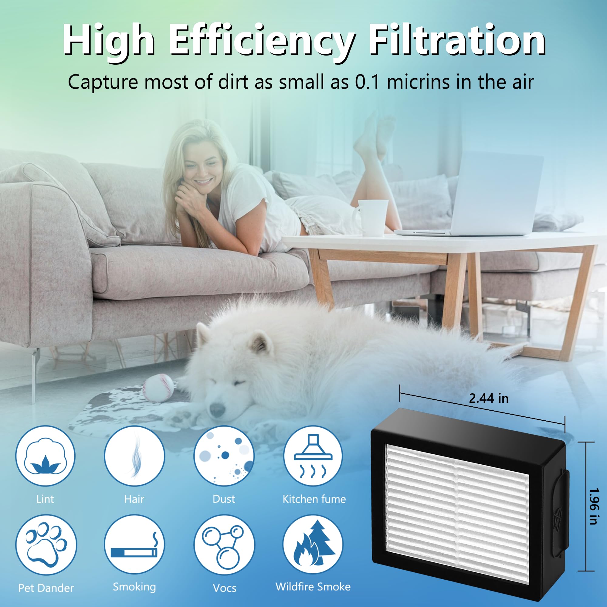 Filters Replacement Fit for i-Robot Roomba E I & J Series i7 i7+/plus i3 i3+ i4 i6 i6+ i8 i8+ E5 E6 E7 Robot Vacuum Cleaner, 6 Pack Room-ba Filter Replacements + 1 Cleaning Brush