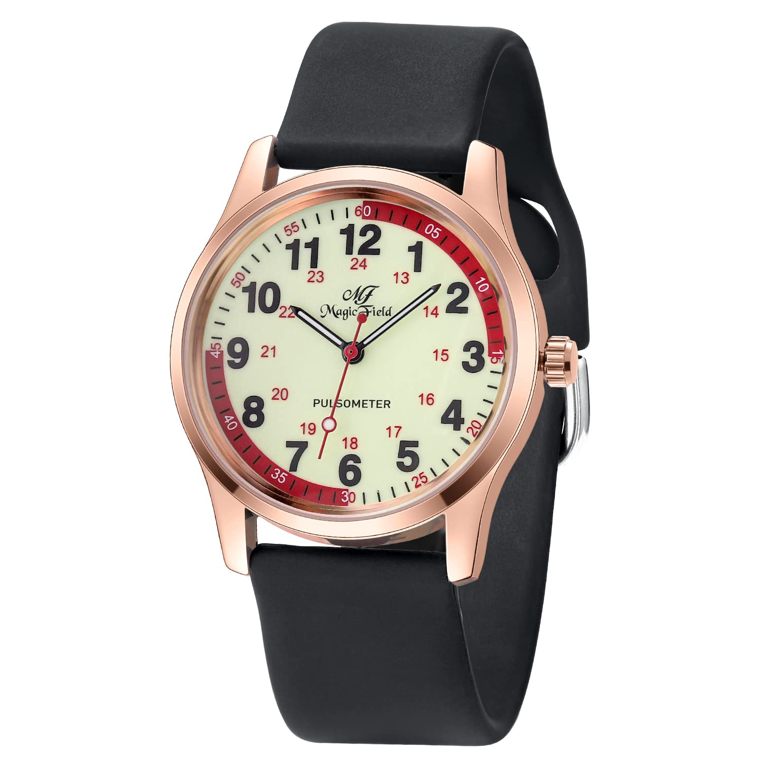 ManChDa Nurse Watch for Nurse Medical Watch Nurse Watch for Women Silicone Watch Nurse Watch Second Hand Easy to Read Watch Military Time Watch Waterproof Luminous Watch 24 Hours Watch Black