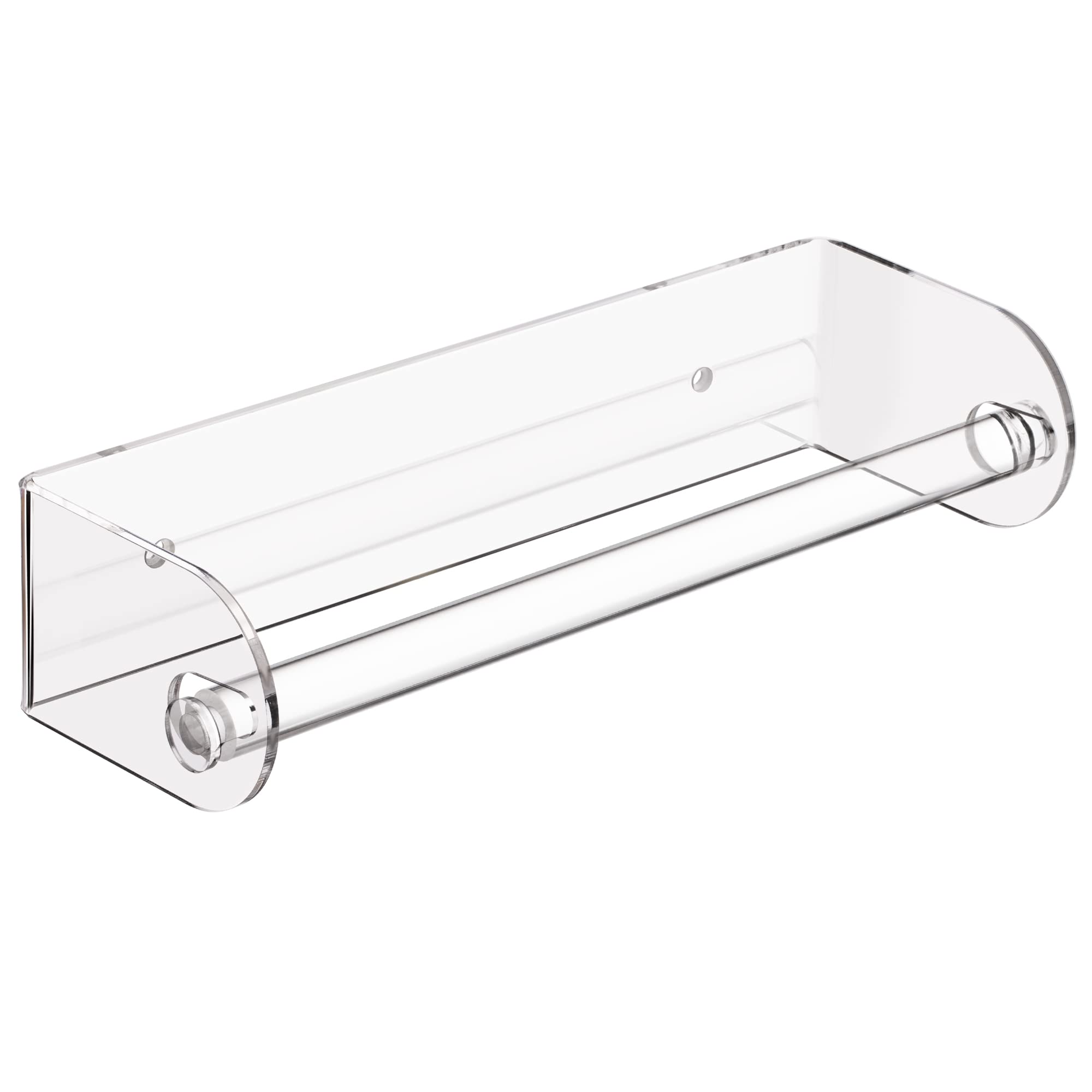 Srenta Clear Acrylic Paper Towel Holder Wall Mount Paper Towel Holder Under Cabinet, Wall Mounted Undermount Hanging Paper Towels Holder Dispenser, Holds Jumbo Rolls, Adhesive Strips & Screws Included