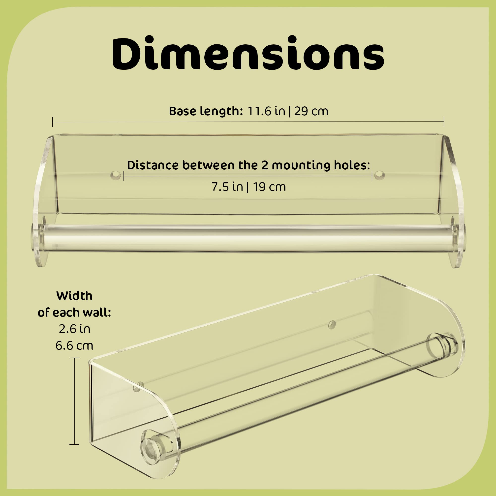 Srenta Clear Acrylic Paper Towel Holder Wall Mount Paper Towel Holder Under Cabinet, Wall Mounted Undermount Hanging Paper Towels Holder Dispenser, Holds Jumbo Rolls, Adhesive Strips & Screws Included