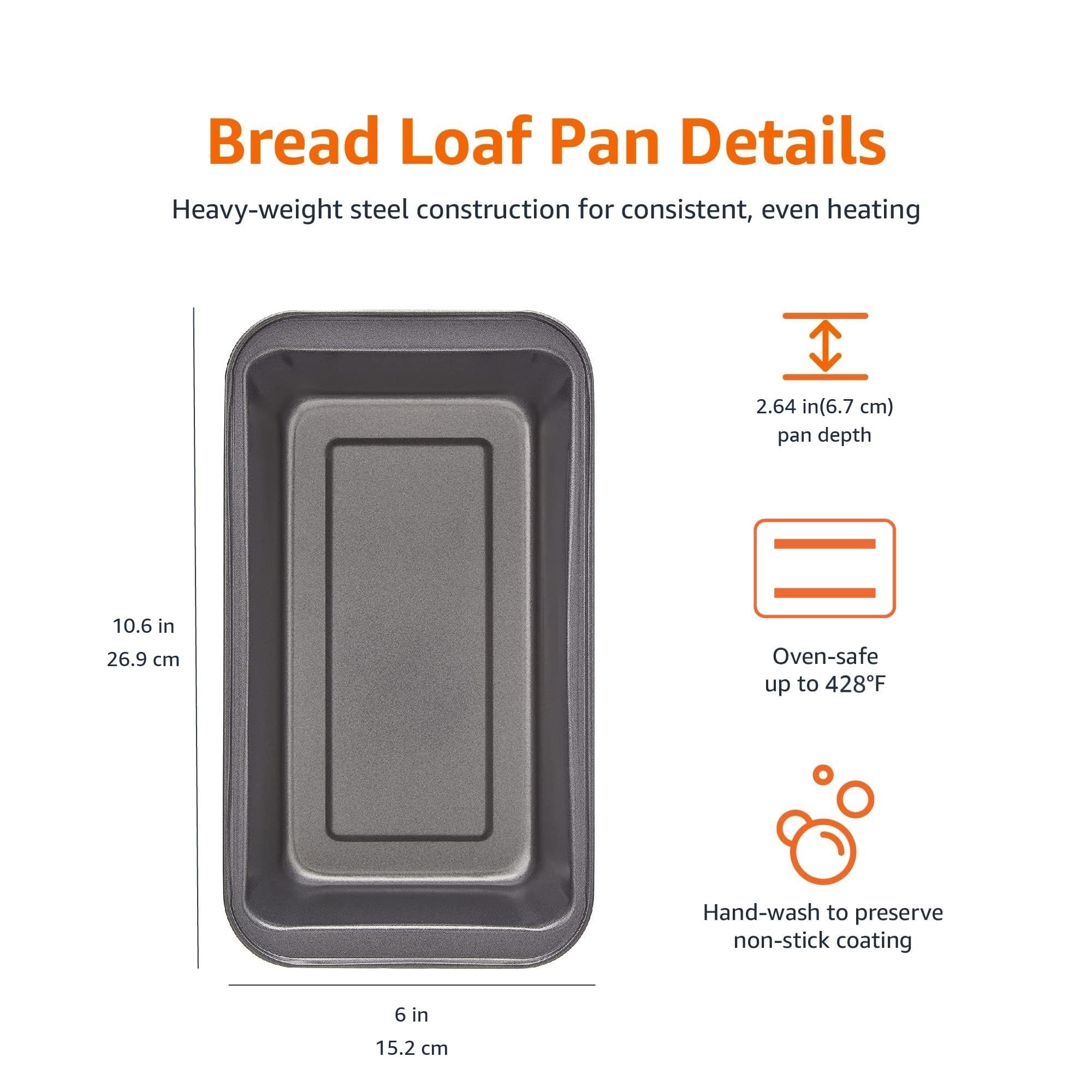 Amazon Basics Baking Bread Loaf Pan, 9.5 x 5 Inch, Set of 2