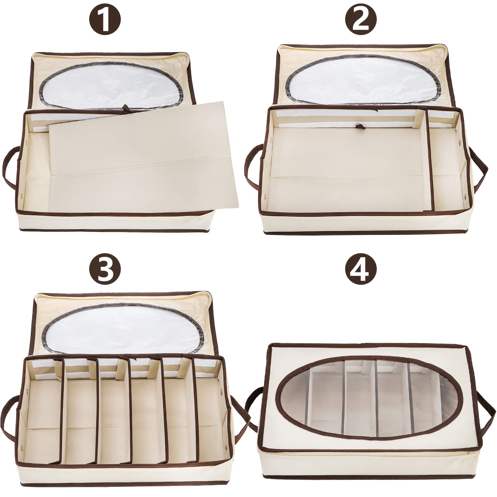 Hiceeden Flatware Utensil Storage Case Box, 6 Adjustable Compartment Silverware Organizer with Zipper Lid and Handles, Cutlery Storage Container for Spoon, Fork, Knife, Chopstick Oraganizing