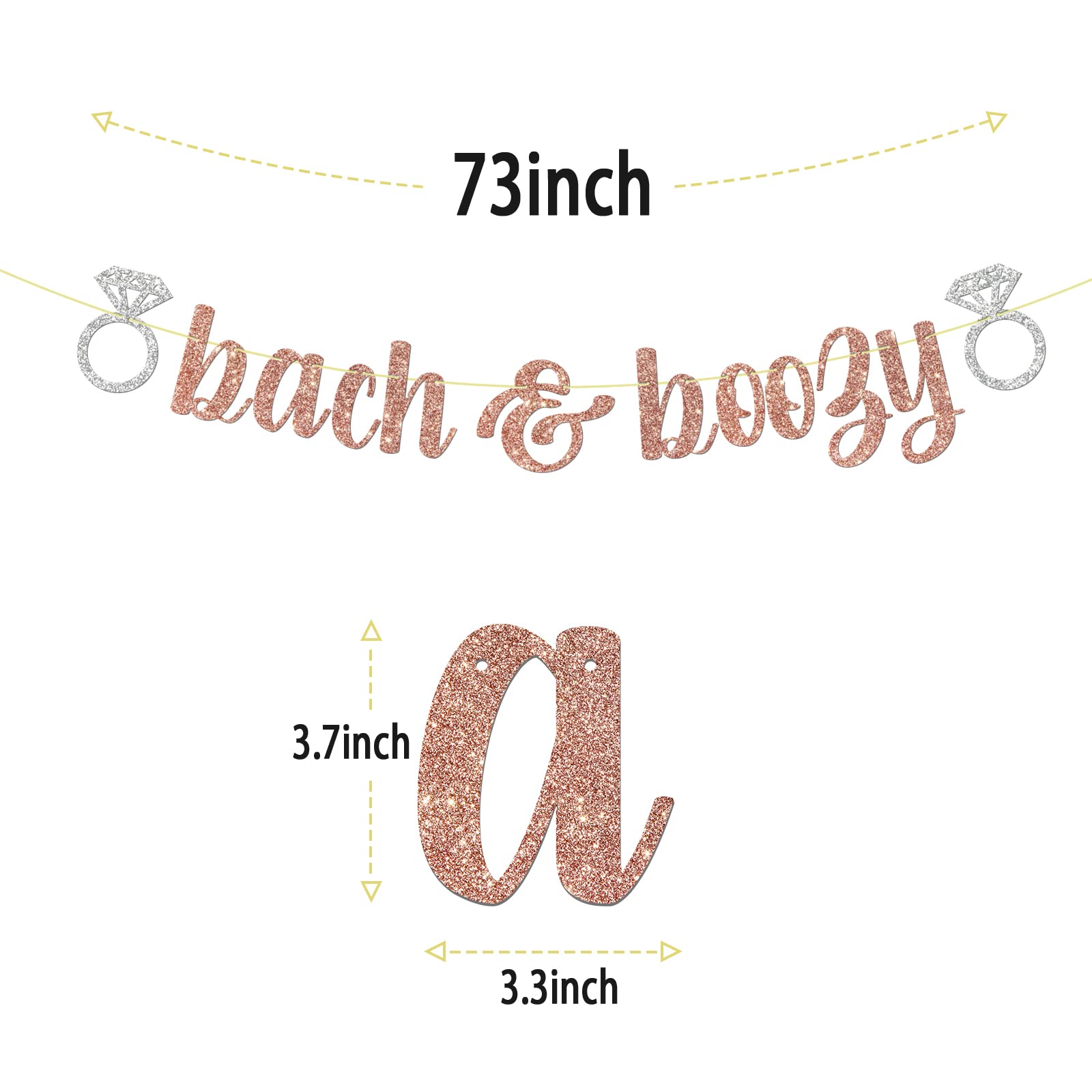 Rose Gold Glitter Bach Boozy Banner, Bridal Shower Party Decorations, Wedding, Engagement Hen Party Decoration Supplies