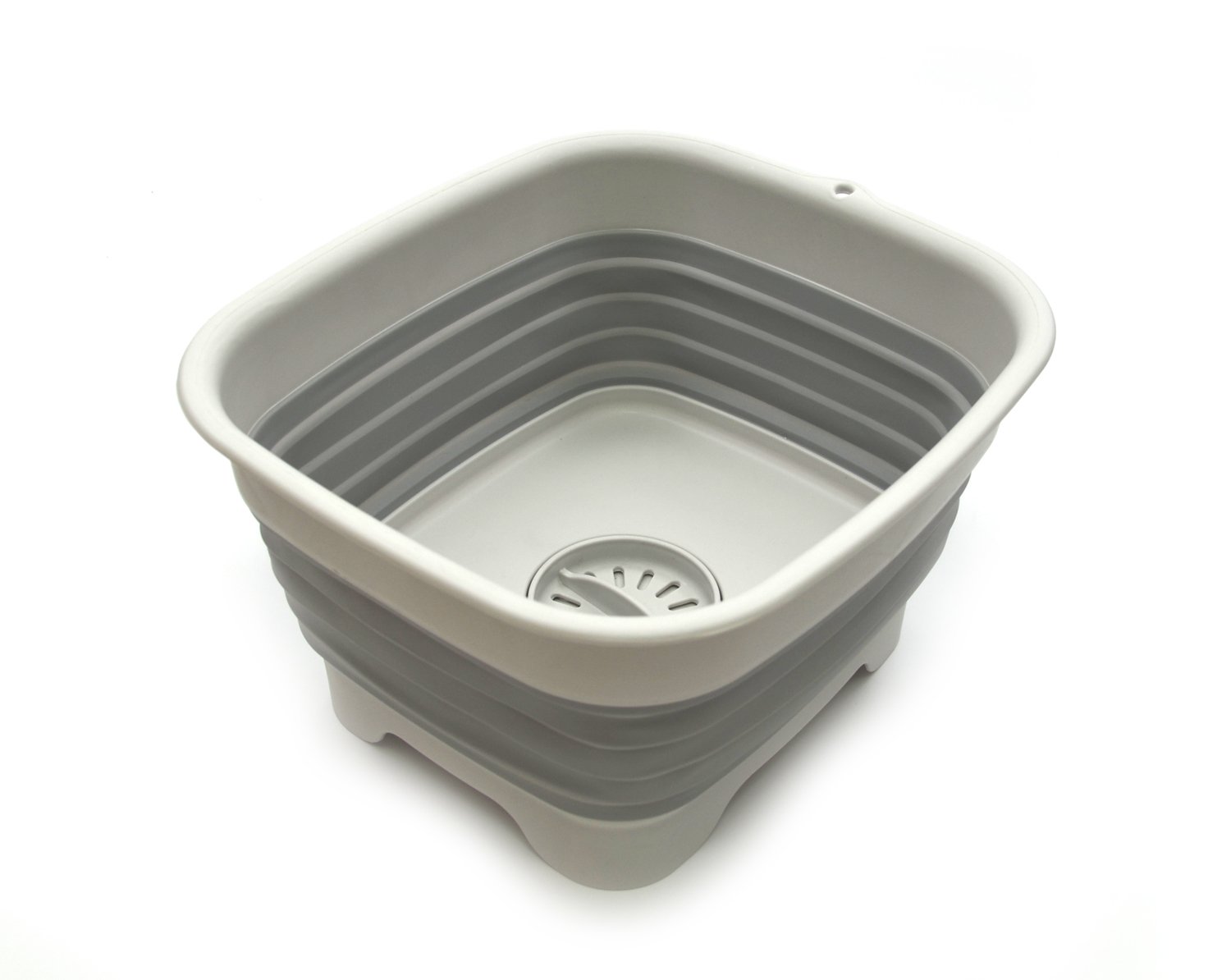 SAMMART 9.1L (2.4Gallon) Collapsible Dishpan with Draining Plug - Foldable Washing Basin - Portable Dish Washing Tub - Space Saving Kitchen Storage Tray (1, Lake Green)