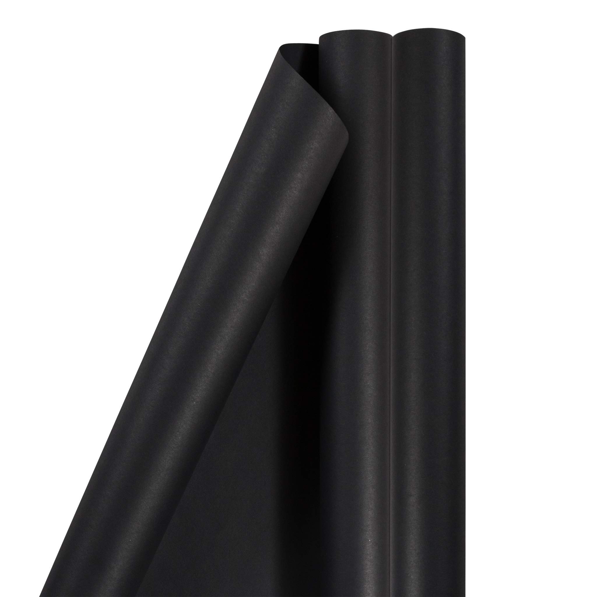 JAM PAPER Gift Wrap - Matte Wrapping Paper - 50 Sq Ft Total - Matte Black - 2 Rolls/Pack