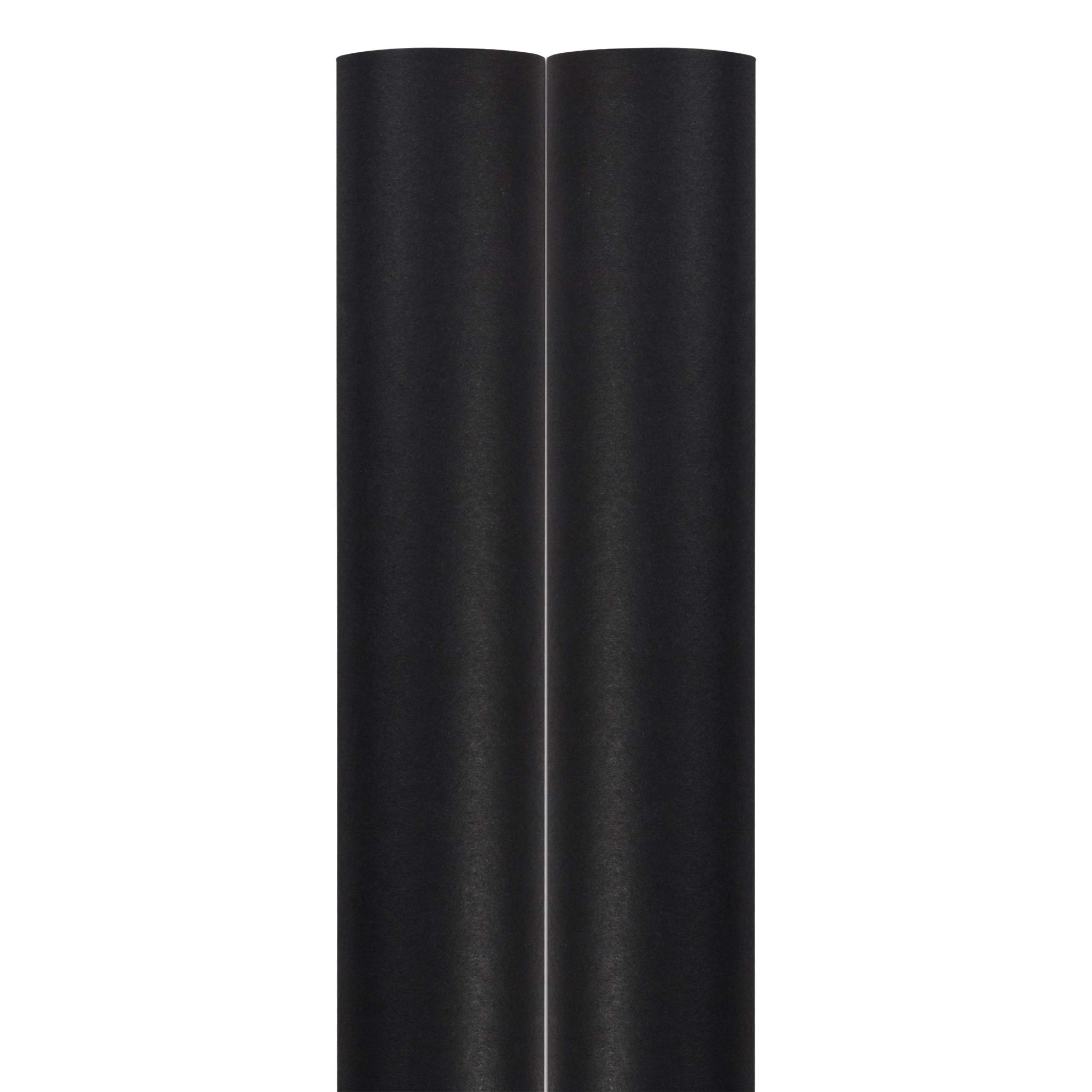 JAM PAPER Gift Wrap - Matte Wrapping Paper - 50 Sq Ft Total - Matte Black - 2 Rolls/Pack