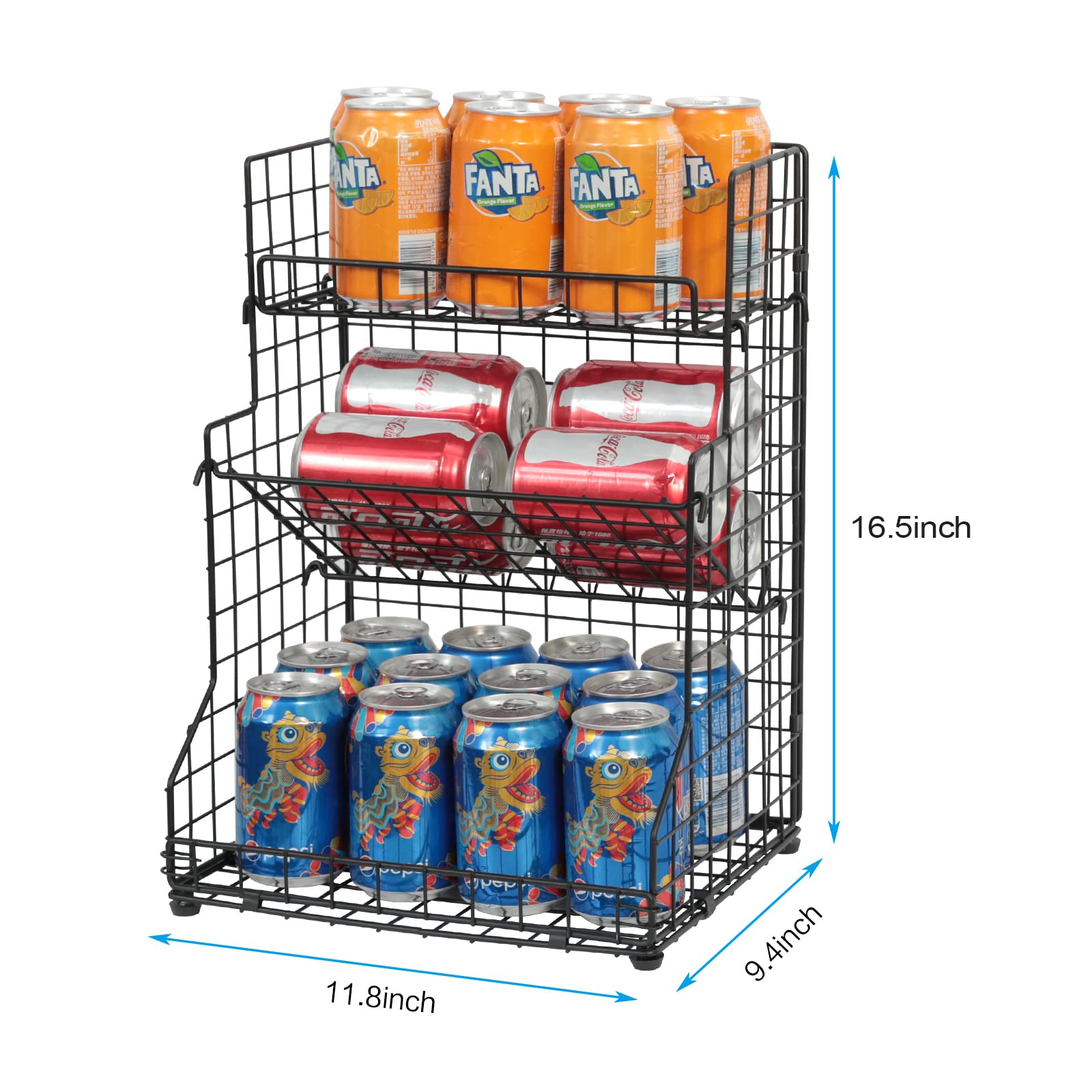 X-cosrack 3-Tier Food Packet Organizer Rack Bins with Adjustable Tilting Design for Pantry Storage,Metal Wire Snack Spice Holder for Kitchen Bathroom Cabinets Countertops