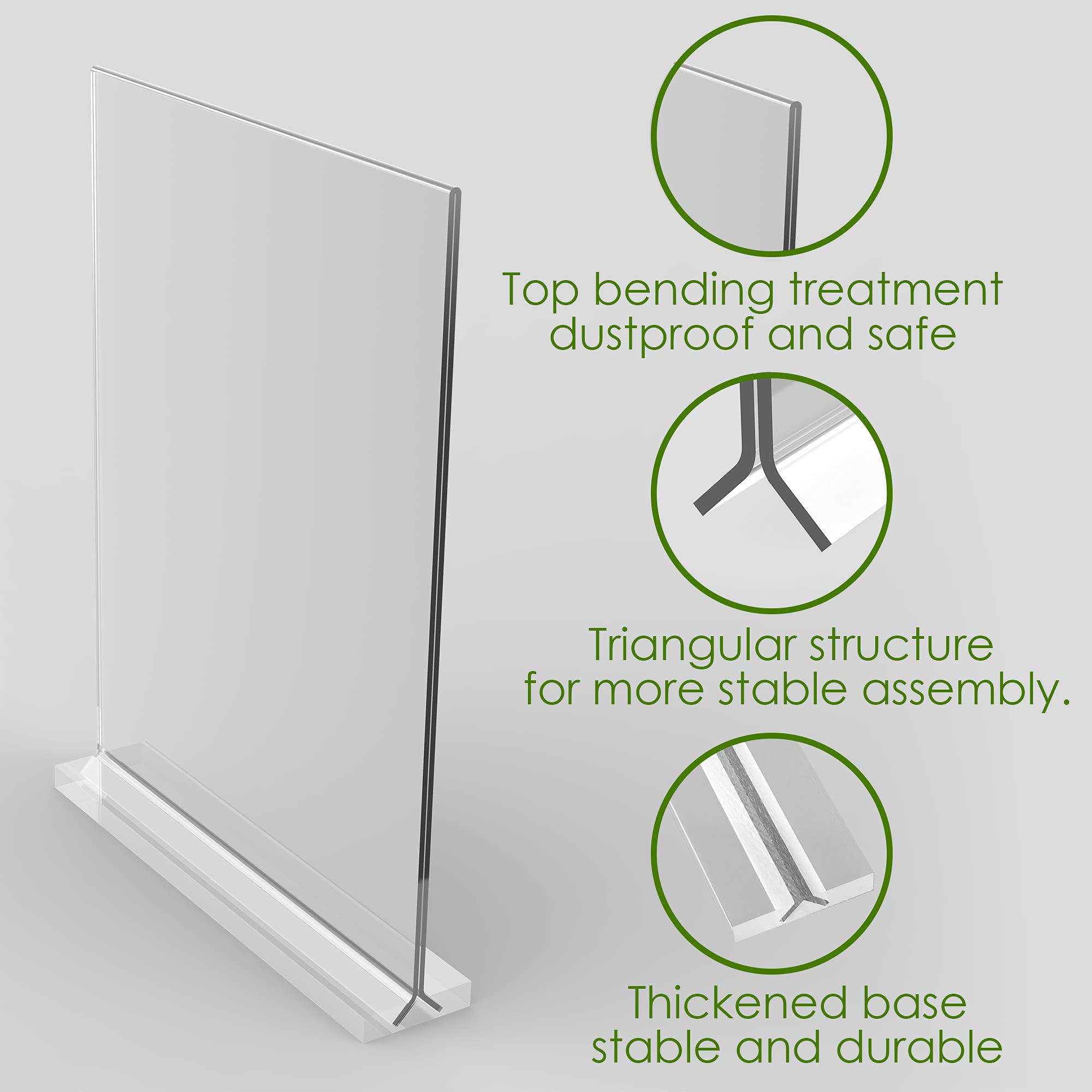 NEWNEWSHOW® 8.5x11 Acrylic Sign Holder 3 Pack Vertical Double-Sided Display (Optional 8.5x11 8.5x5.5 5x7 Horizontal and Vertical)