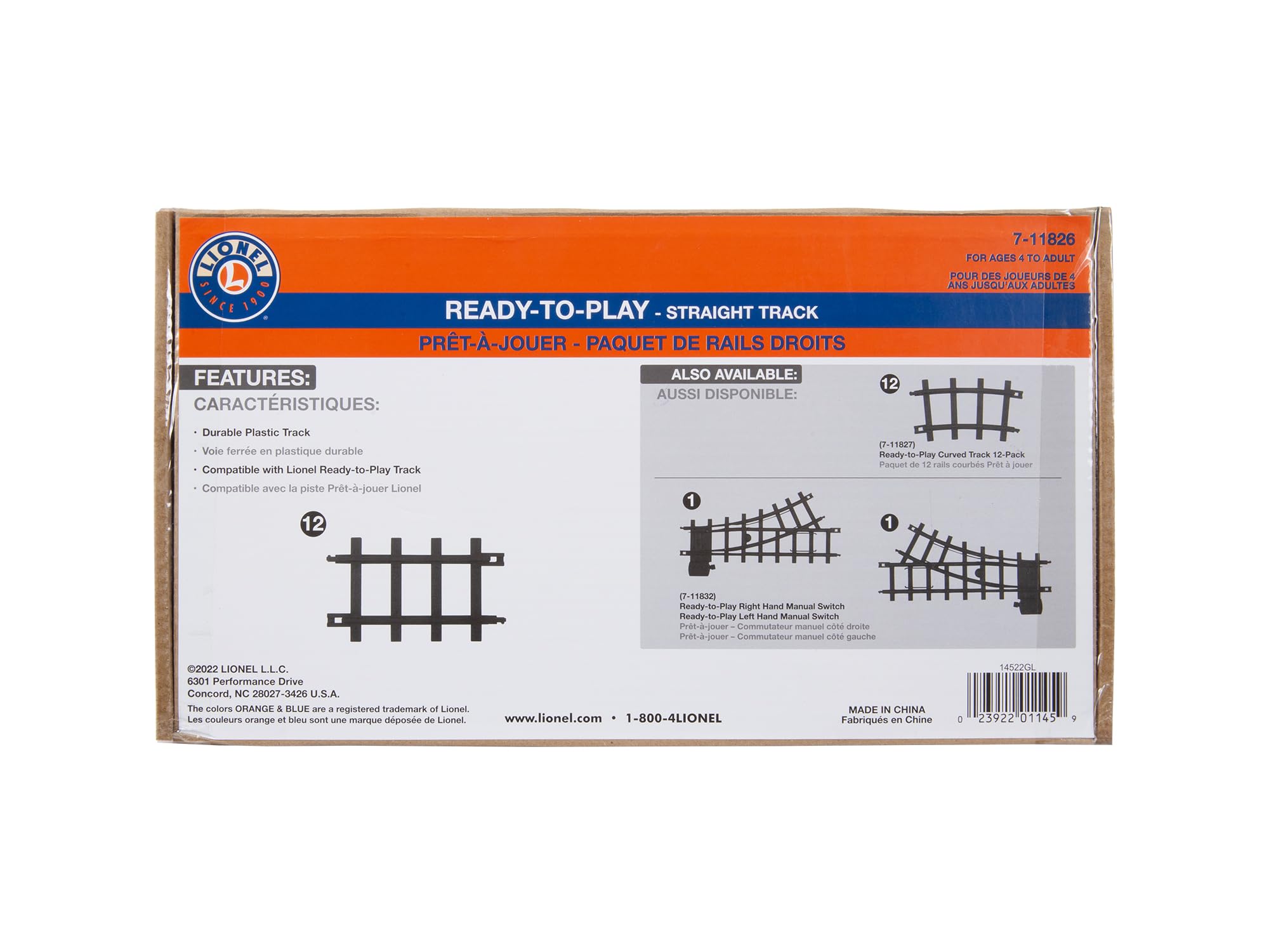 Lionel Ready-to-Play Straight Track Pack, 6-1/4”, 12 pieces, Black