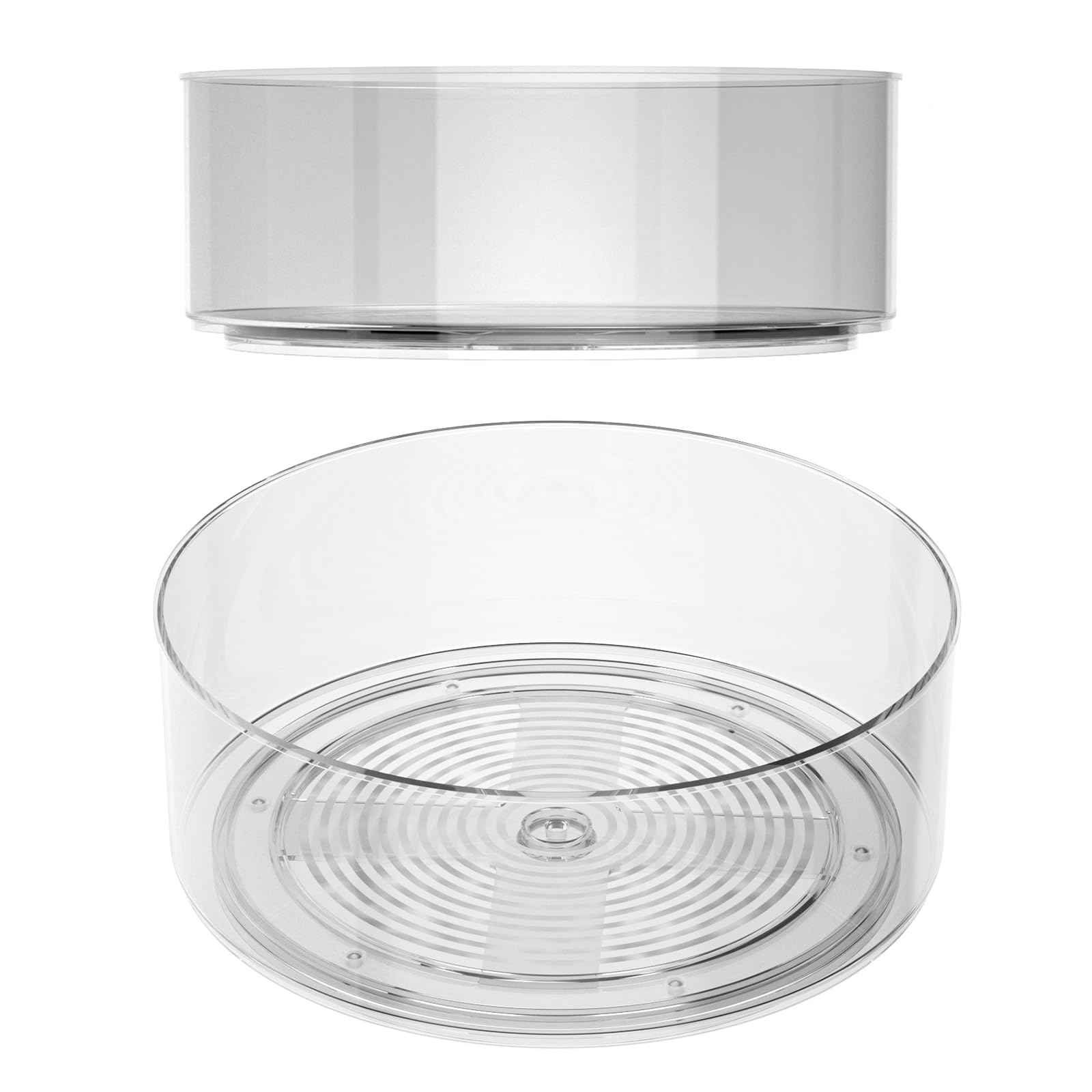 G.a HOMEFAVOR 2 Pack Lazy Susan 9" Clear Plastic Turntable Organizer Rotating Spice Rack Kitchen Storage Cosmetic Makeup Organizers for Pantry, Countertop, Fridge, Shelf, Vanity, Bathroom