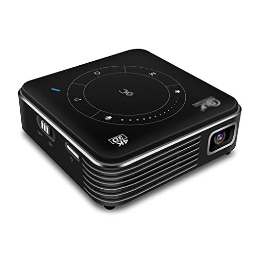 IULJH Mini Projector 4K DLP Android 9.0 Support Mini video Beamer Mobile Phone with Battery ( Color : E )