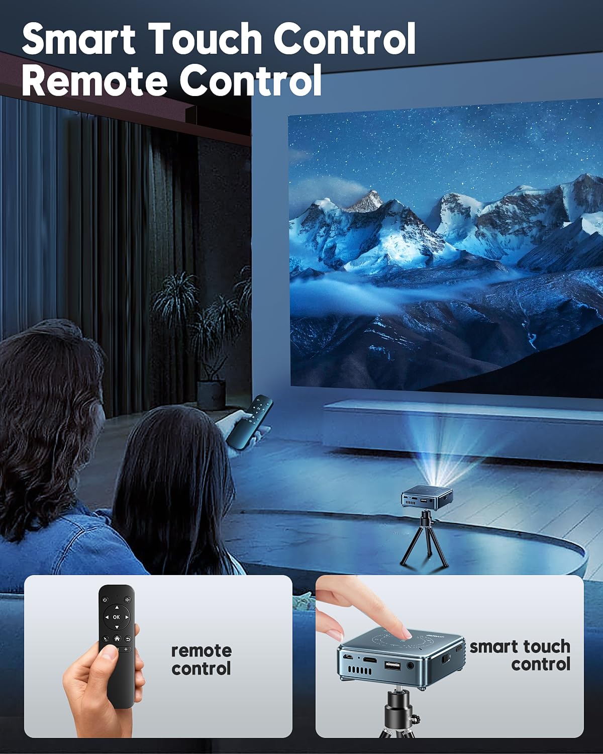 QIAOLET Mini Projector,DLP Portable Projector,HD 150 ANSI Lumens Projector with Wifi and Bluetooth,Movie Projector & Home Theater for Iphone,Android,TV Stick/Laptop/PS5