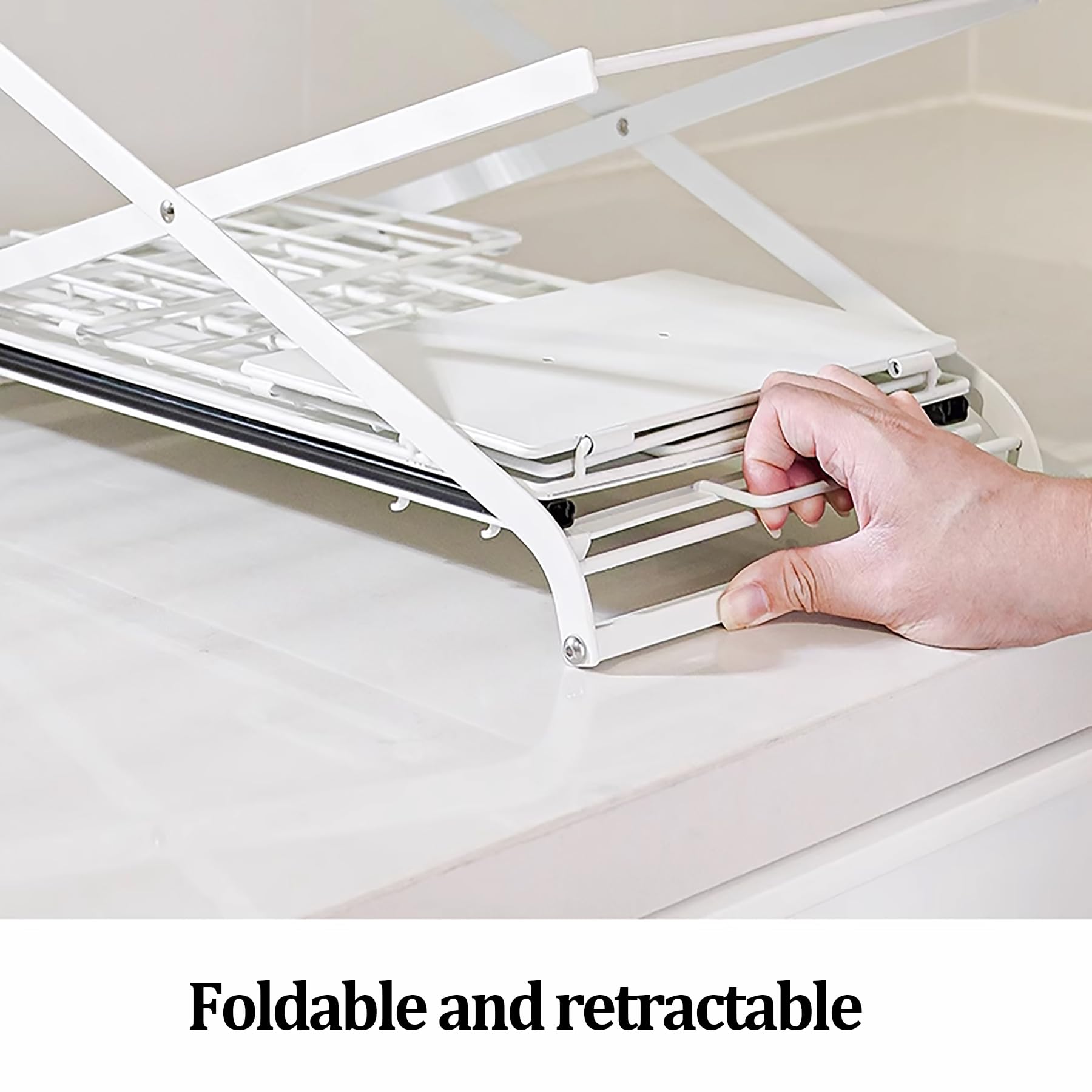 LONONE Under Sink Shelf Rack Metal Under Sink Organizers and Storage 2 Tier Sliding Cabinet Organizer Pull Out Shelves Under Kitchen Sink,White