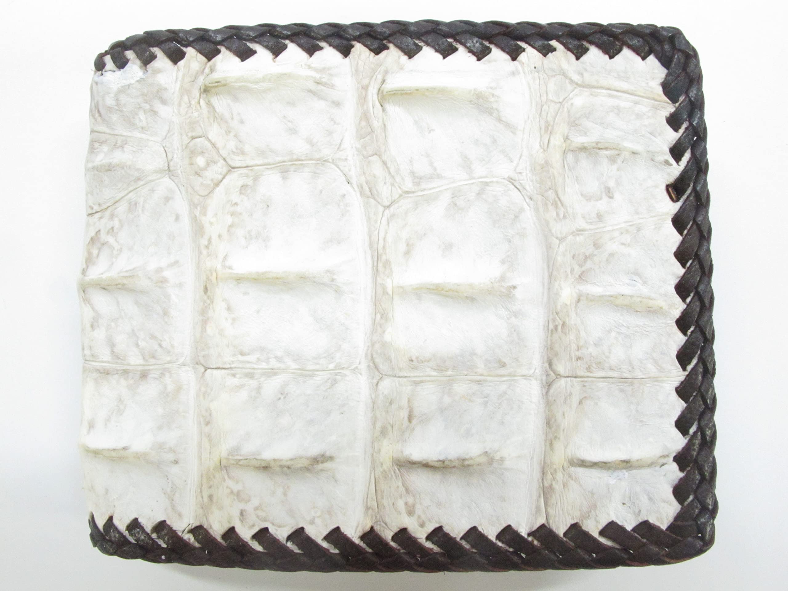 Pelgio Genuine Crocodile Alligator Backbone Skin Handmade Bifold Wallet (Natural)