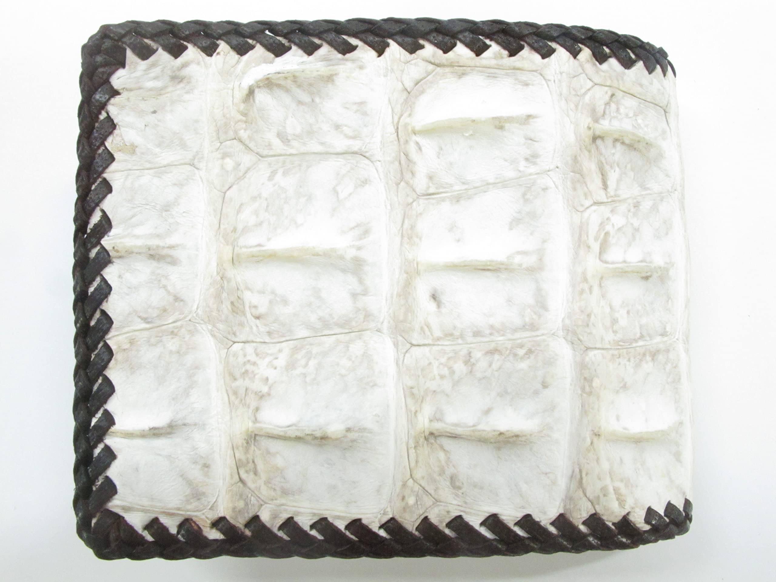 Pelgio Genuine Crocodile Alligator Backbone Skin Handmade Bifold Wallet (Natural)