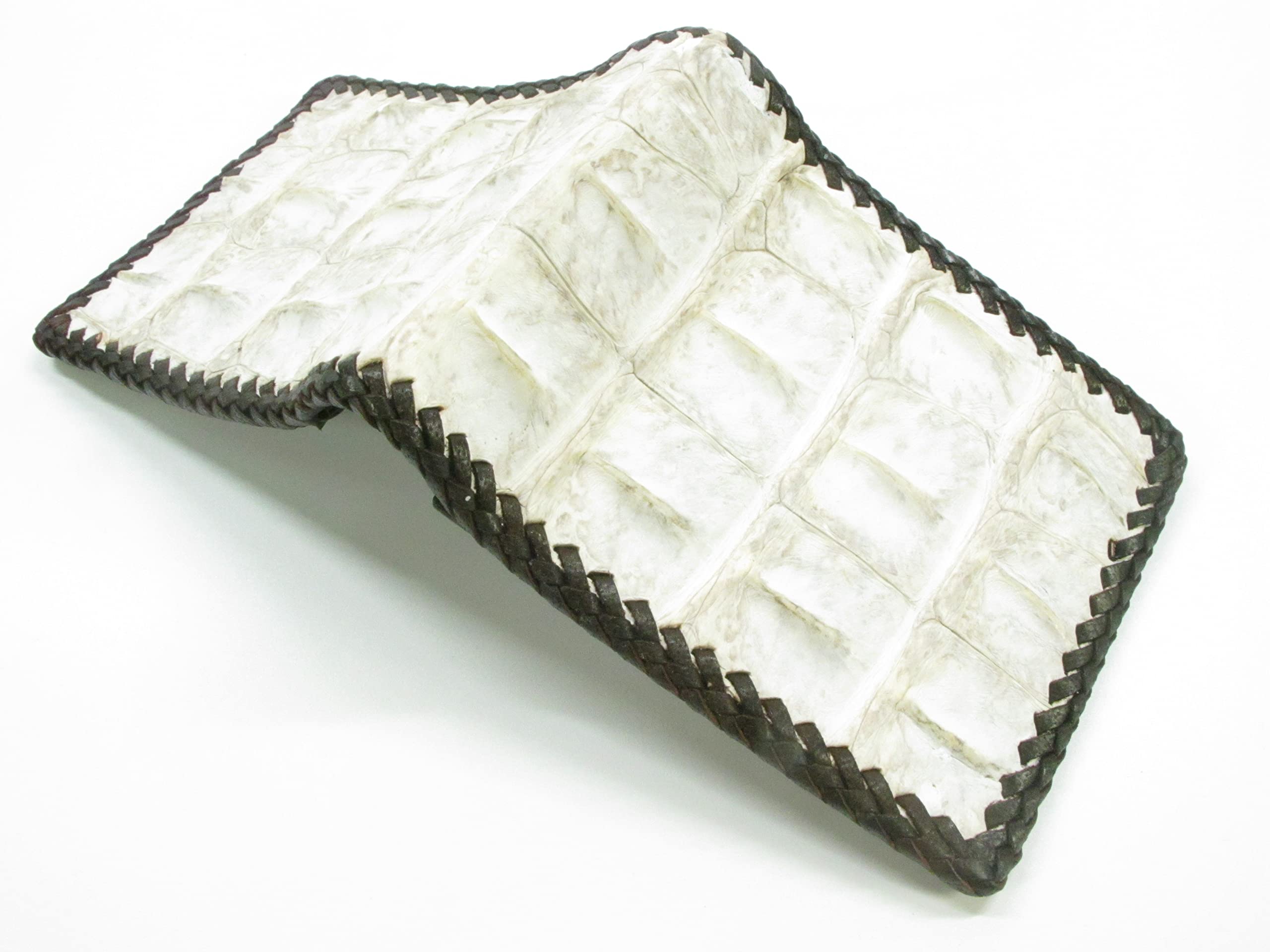 Pelgio Genuine Crocodile Alligator Backbone Skin Handmade Bifold Wallet (Natural)