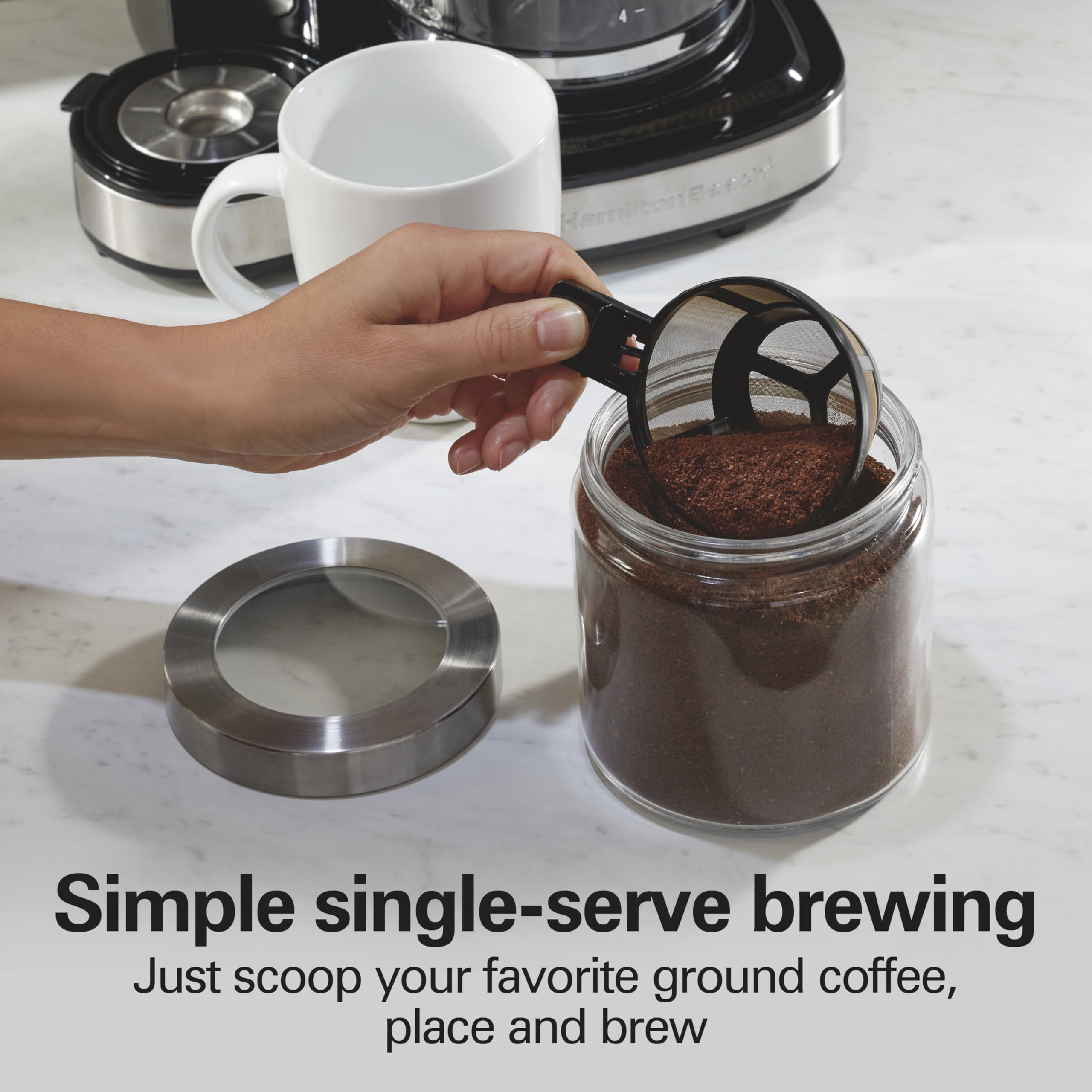 Hamilton Beach 2-Way Brewer Coffee Maker, Single-Serve and 12-Cup Pot, Black