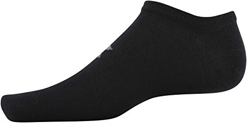 Under Armour Adult Essential Lite No Show Socks, 6-Pairs , Black , Medium