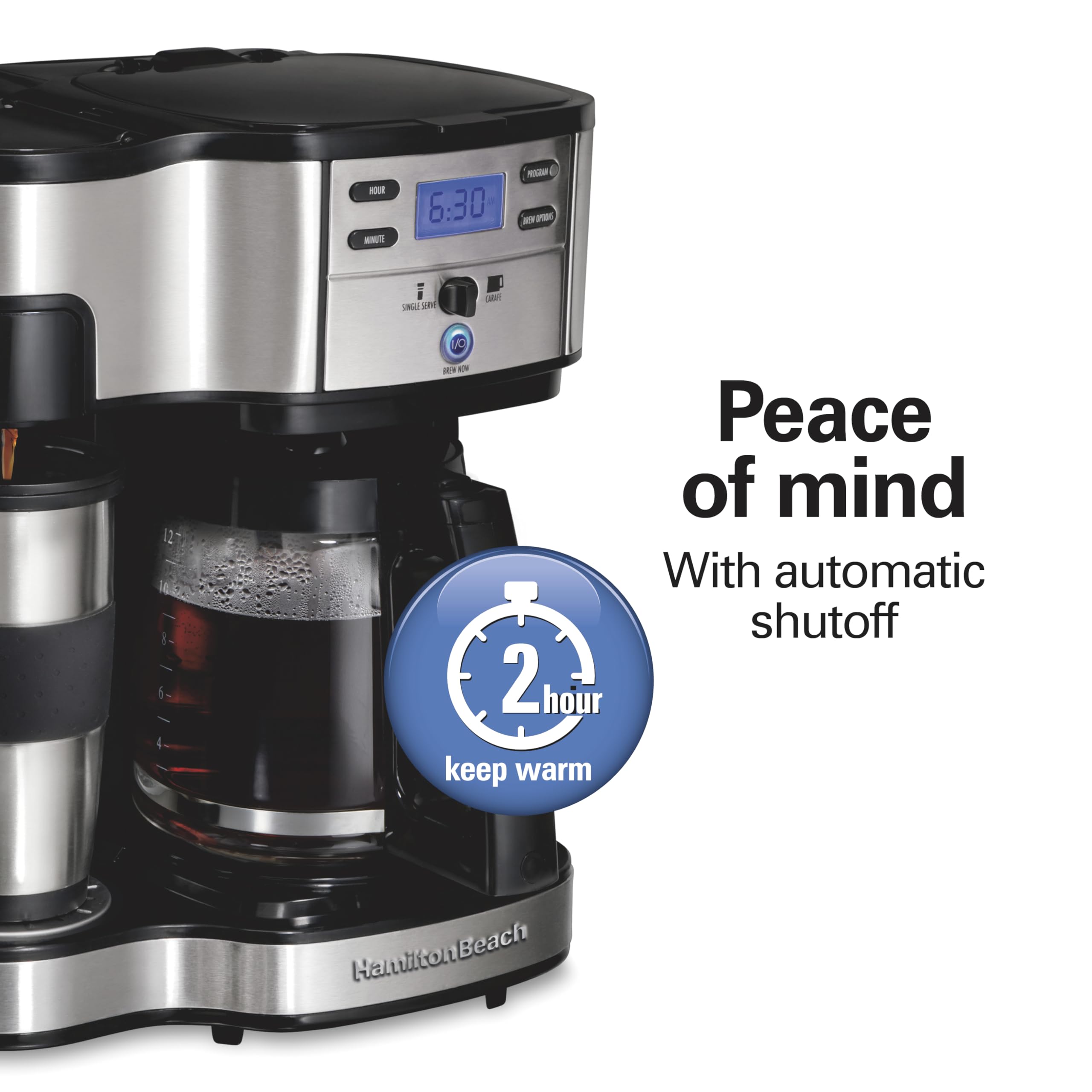 Hamilton Beach 2-Way Brewer Coffee Maker, Single-Serve and 12-Cup Pot, Black