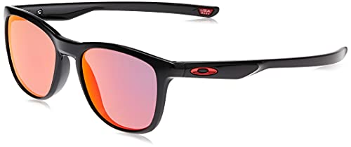Oakley Men's OO9340 Trillbe X Rectangular Sunglasses, Polished Black/Ruby Iridium, 52 mm