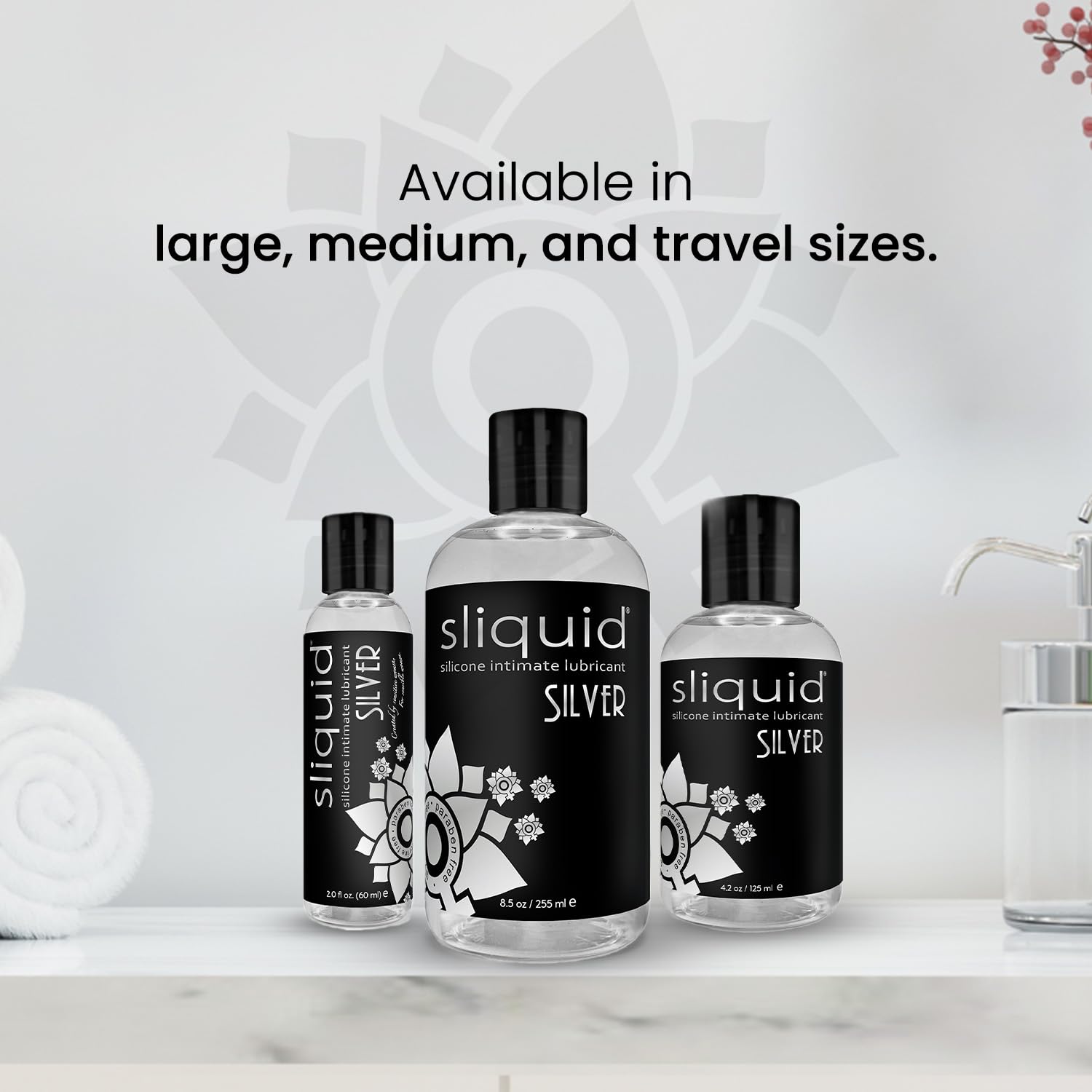 Sliquid Silver Intimate Lubricant - Silicone Lube for Women/Men/Couples, Hypoallergenic Lube, Silicone Lubricant, Waterproof, Unscented, 8.5 Fl Oz