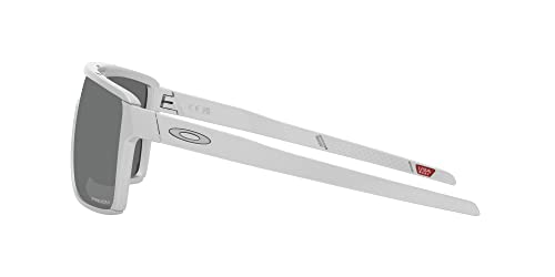 Oakley Men's OO9147 Castel Rectangular Sunglasses, X Silver/Prizm Black, 63 mm