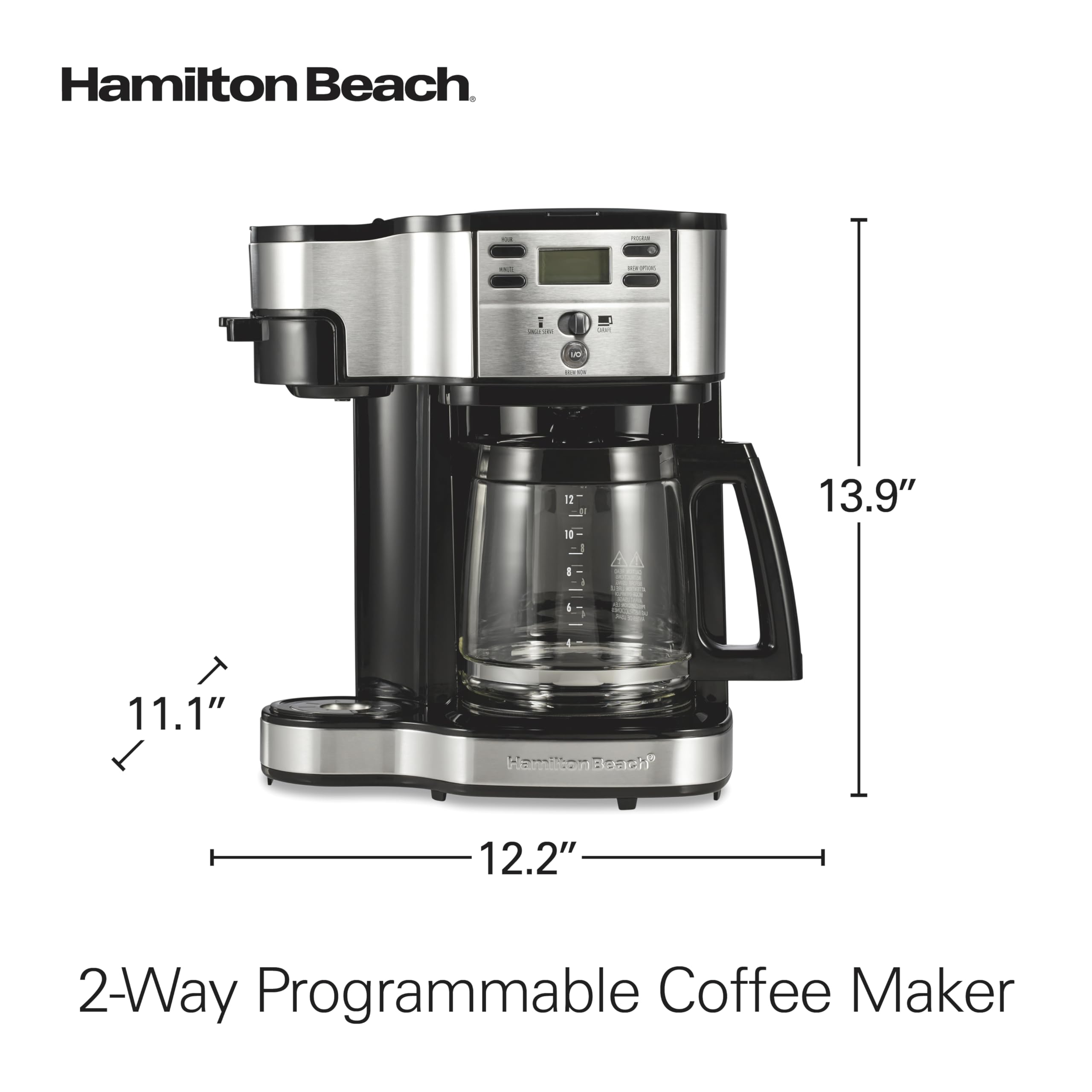 Hamilton Beach 2-Way Brewer Coffee Maker, Single-Serve and 12-Cup Pot, Black