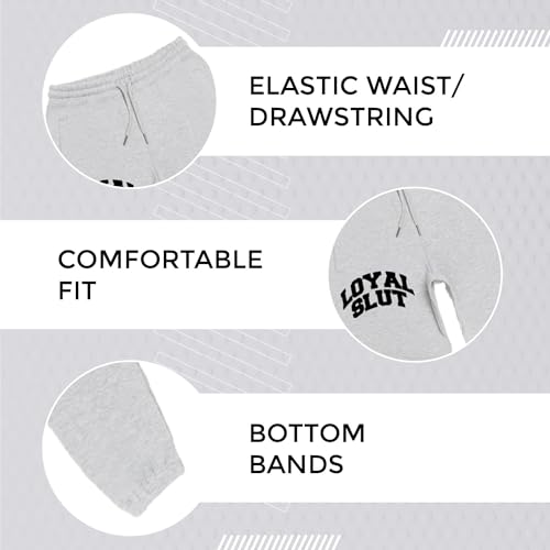 Slutty Vegan Loyal Slut Sweatpants, Lightweight Unisex Joggers with Pocket, Fleece Sweatpants High Waisted Joggers Pants, (US, Alpha, Large, Regular, Regular) Grey
