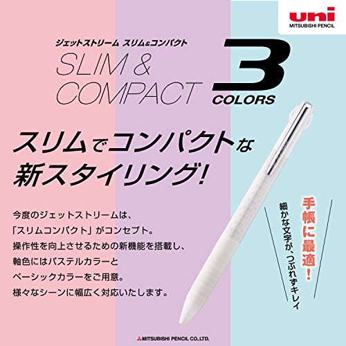 Uni Jetstream Slim Compact, 3 Colors Ballpoint Pen (Black, Red, Blue) 0.5mm, White Body (SXE3JSS05.1)