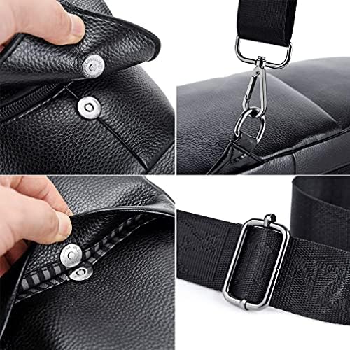 Leather Sling Bag Crossbody Backpack for Men Outdoor Travel Hunting Hiking Shoulder Chest Pack Camping Casual Daypack Black