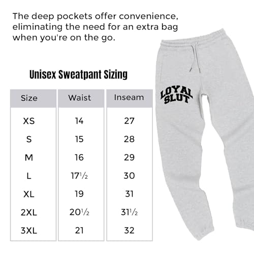 Slutty Vegan Loyal Slut Sweatpants, Lightweight Unisex Joggers with Pocket, Fleece Sweatpants High Waisted Joggers Pants, (US, Alpha, Large, Regular, Regular) Grey