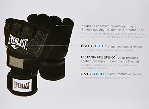 Everlast P00001249 Printed Evergel Hand Wraps Black L