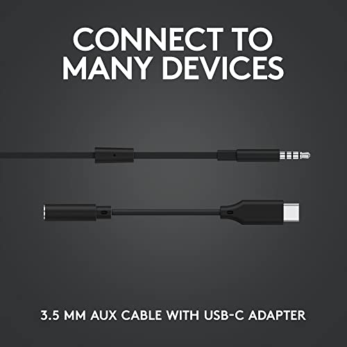Logitech G333 Gaming Earphones with Dual Audio Drivers, in-line mic and Volume Control, Compatible with PC/PS/Xbox/Nintendo/Mobile with 3.5mm Aux or USB-C Port - Black