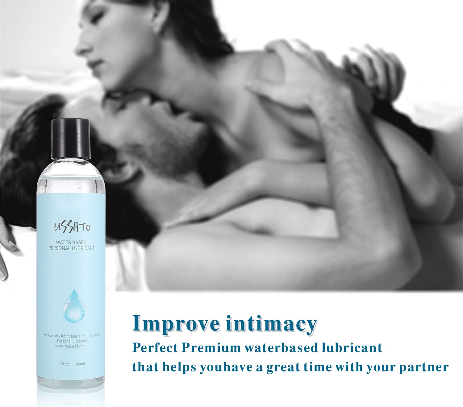 USSATO Water Based Lube, Natural Feeling Long Lasting Non Sticky Slippery Personal Lubricant Moisturizer for Women Men and Couple Massage
