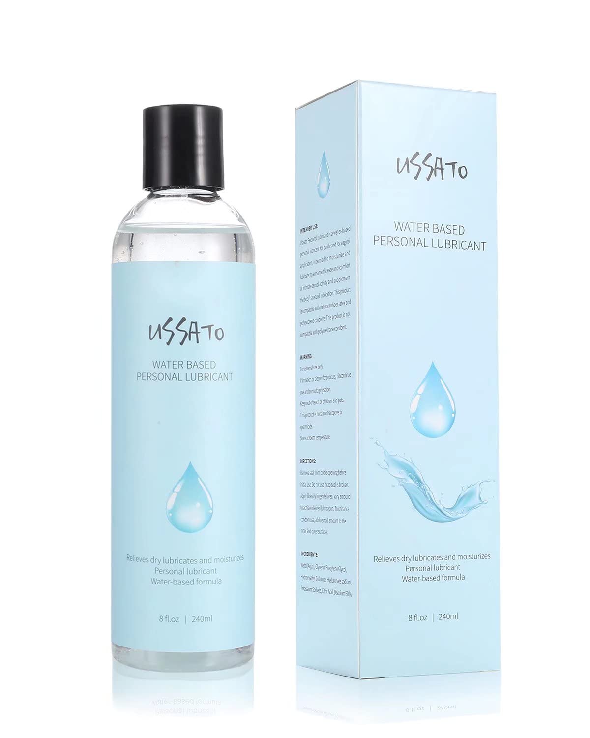 USSATO Water Based Lube, Natural Feeling Long Lasting Non Sticky Slippery Personal Lubricant Moisturizer for Women Men and Couple Massage