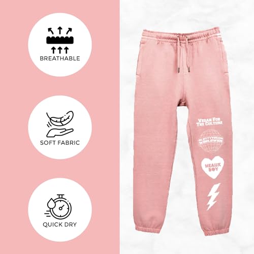 Slutty Vegan Worldwide Slut Sweatpants, Lightweight Unisex Joggers with Pocket, Fleece Sweatpants High Waisted Joggers Pants, (US, Alpha, Medium, Regular, Regular) Black