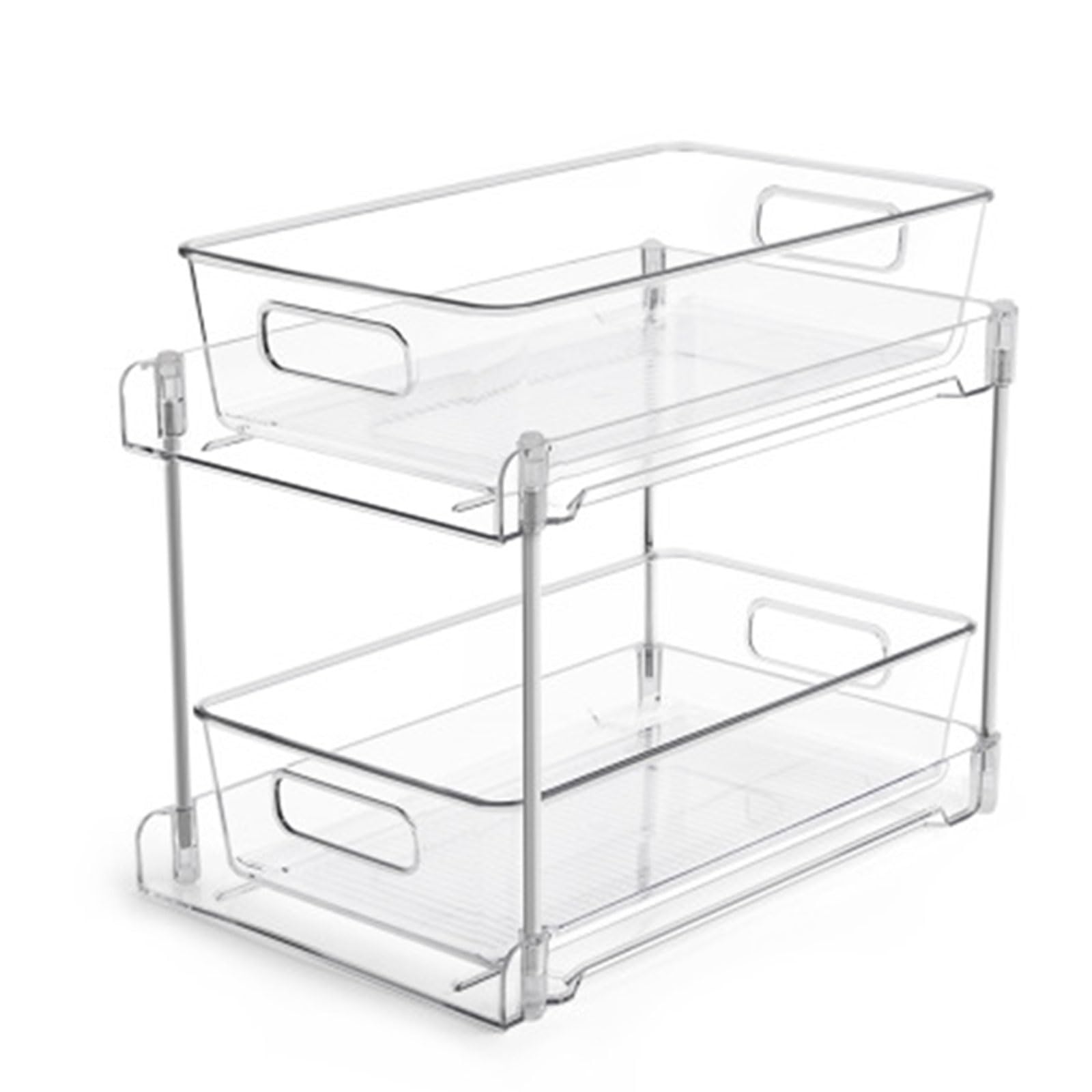 Bottone 2Tier Clear Organizer Under Sink Container Undersink Kitchen Shelf Medicine Cabniet Storage Bins Bottom Sliding Basket Bathroom Standing Space
