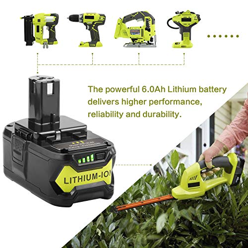 Upgrade 18V 6.0Ah P108 Battery Replacement for Ryobi 18 Volt Battery Lithium P102 P103 P104 P105 P107 P109 P122 Ryobi ONE+ Cordless Drill Tool (1Pack)
