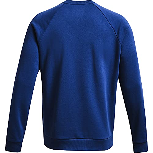 Under Armour Mens Rival Fleece Crew T-Shirt , Tech Blue (432)/Onyx White , Large