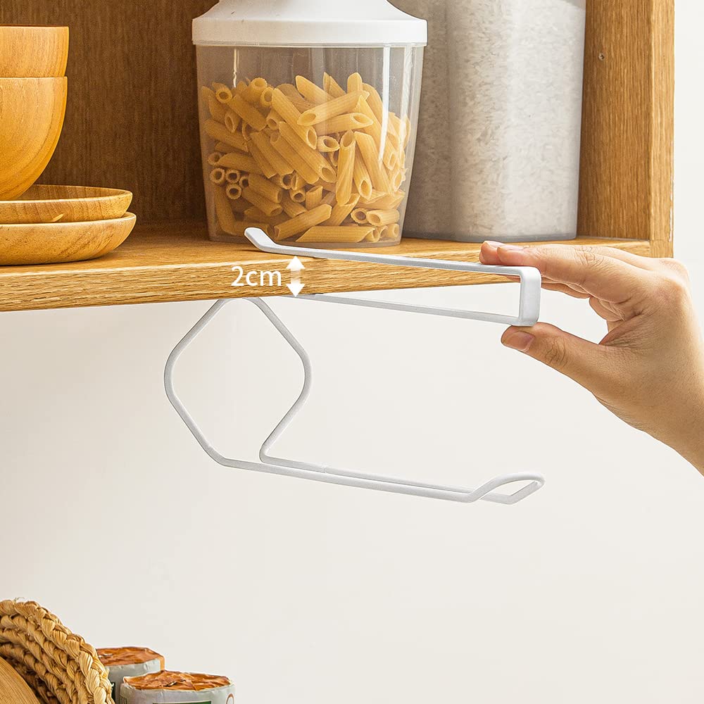 LINFIDITE Paper Towel Holder Hanger Under Cabinet Wine Glass Holder Paper Towel Racks No Drilling Sliding Wall Mount Paper Rolls Rack Kitchen Hanging Storage Rack