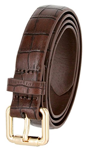 Women's Dress Belts 100% One Piece Genuine Full Grain Leather Casual Belt 1"(25mm) wide (Brown, 34)