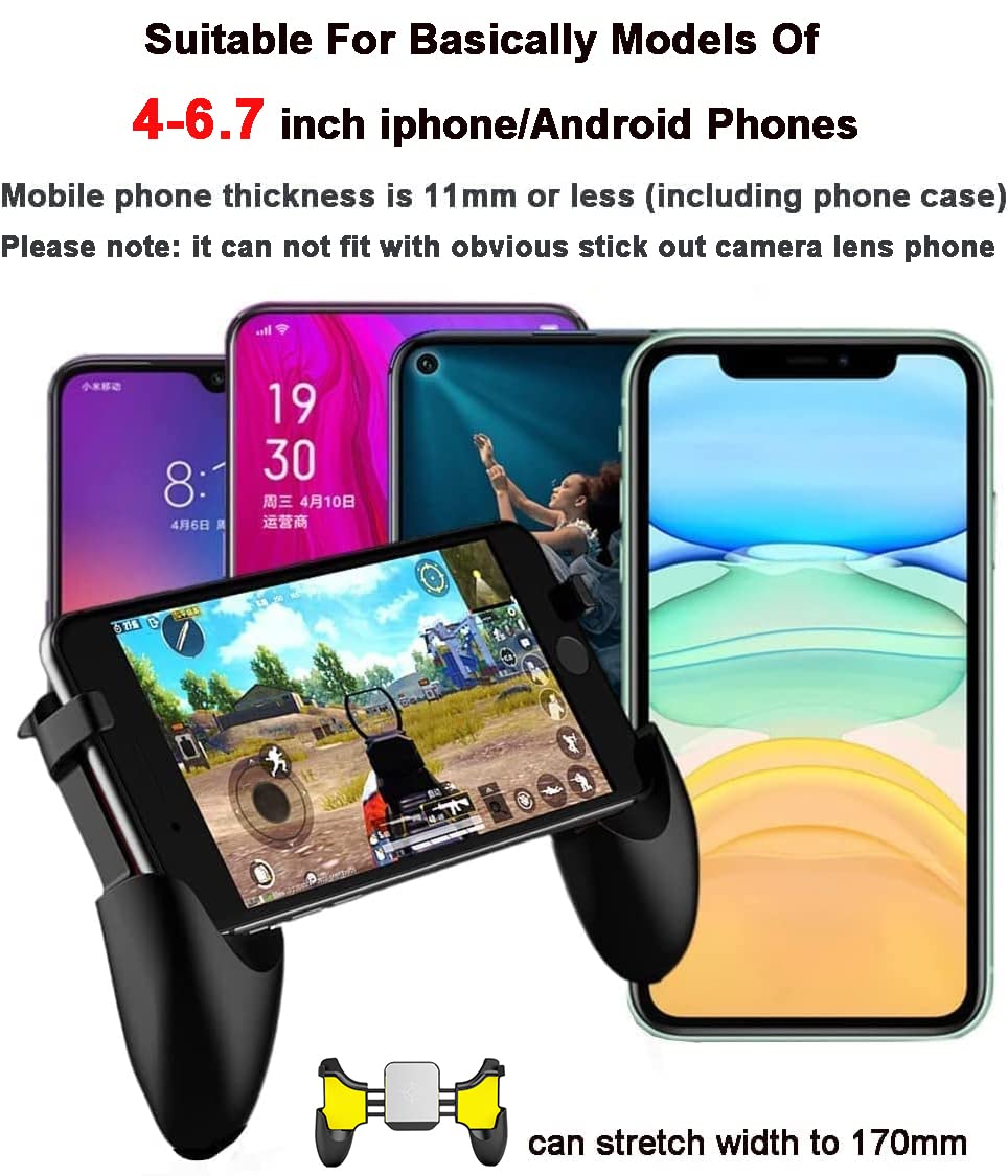 KingTSYU Phone Game Controller With Cooling Fan, Mobile Game Handle with Triggers for PUBG/Call of Duty/Fortnite, L1R1 Gaming Grip Gamepad for 4.7-6.5" iPhone iOS/Android Phone