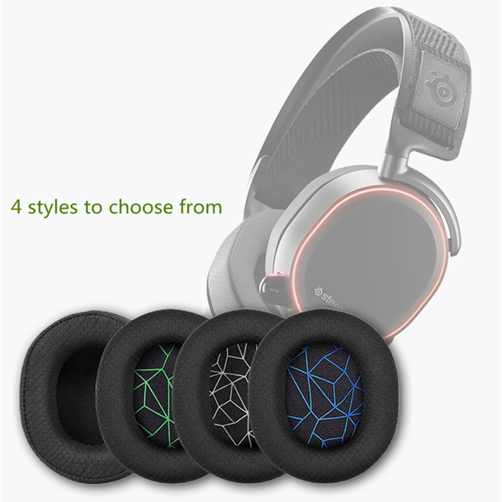 Arctis Pro Replacement Earpads Soft Ear Cushions Cover Compatible with SteelSeries Arctis9 Arctis7 Arctis5 Arctis3 Arctis1 and Arctis pro Wireless Gaming Headphones (Arctis-Black&Green)