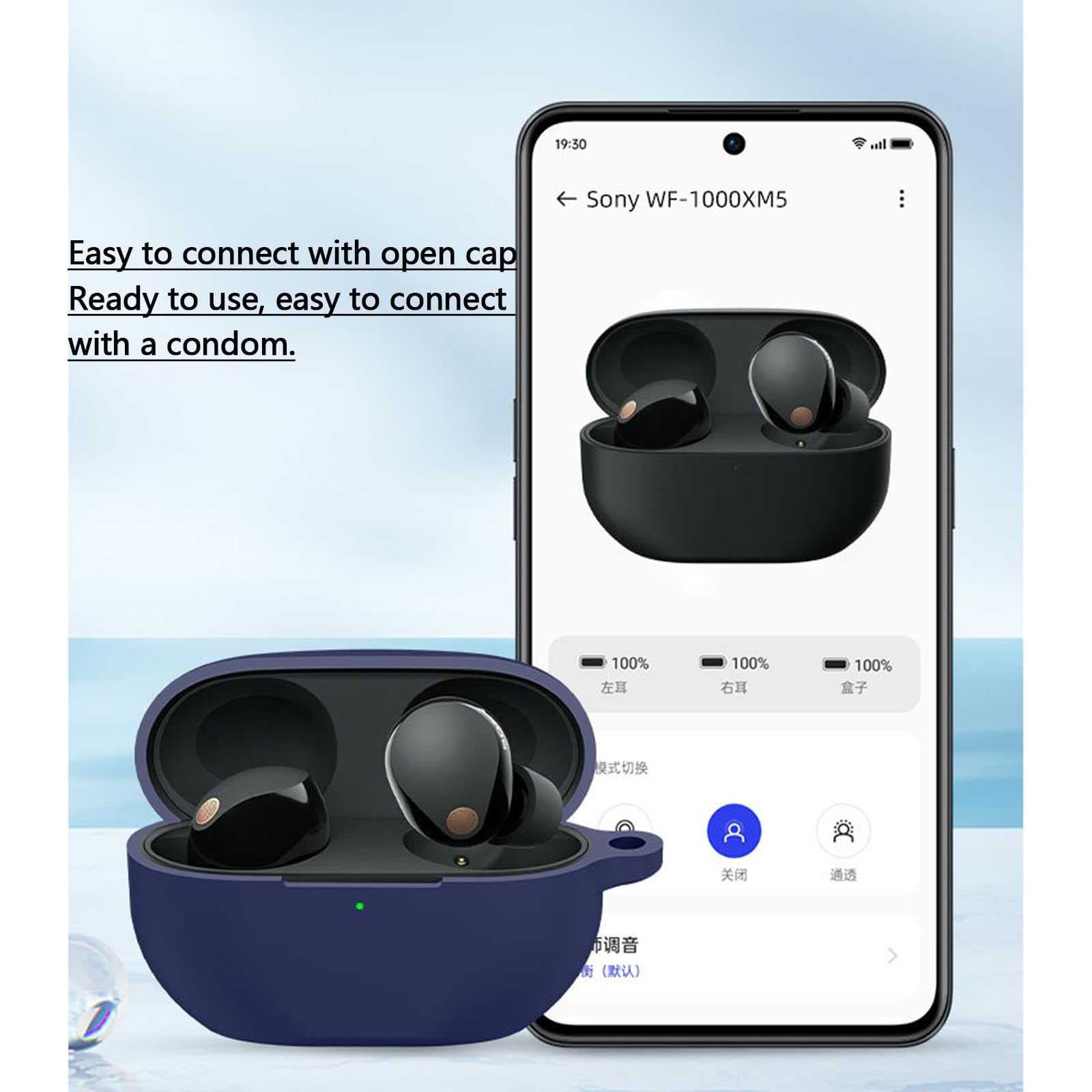 Silicone Case Compatible with Sonys WF-1000XM5 Earbuds Headphones, Shockproof & Anti-Scratch Portable Protective Cover for The Best Truly Wireless WF-1000XM5 Earbuds (Black)